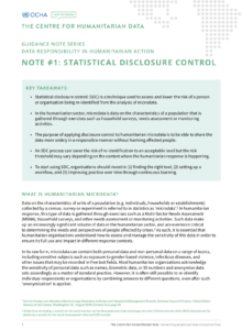 Statistical Disclosure Control – The Centre for Humanitarian Data