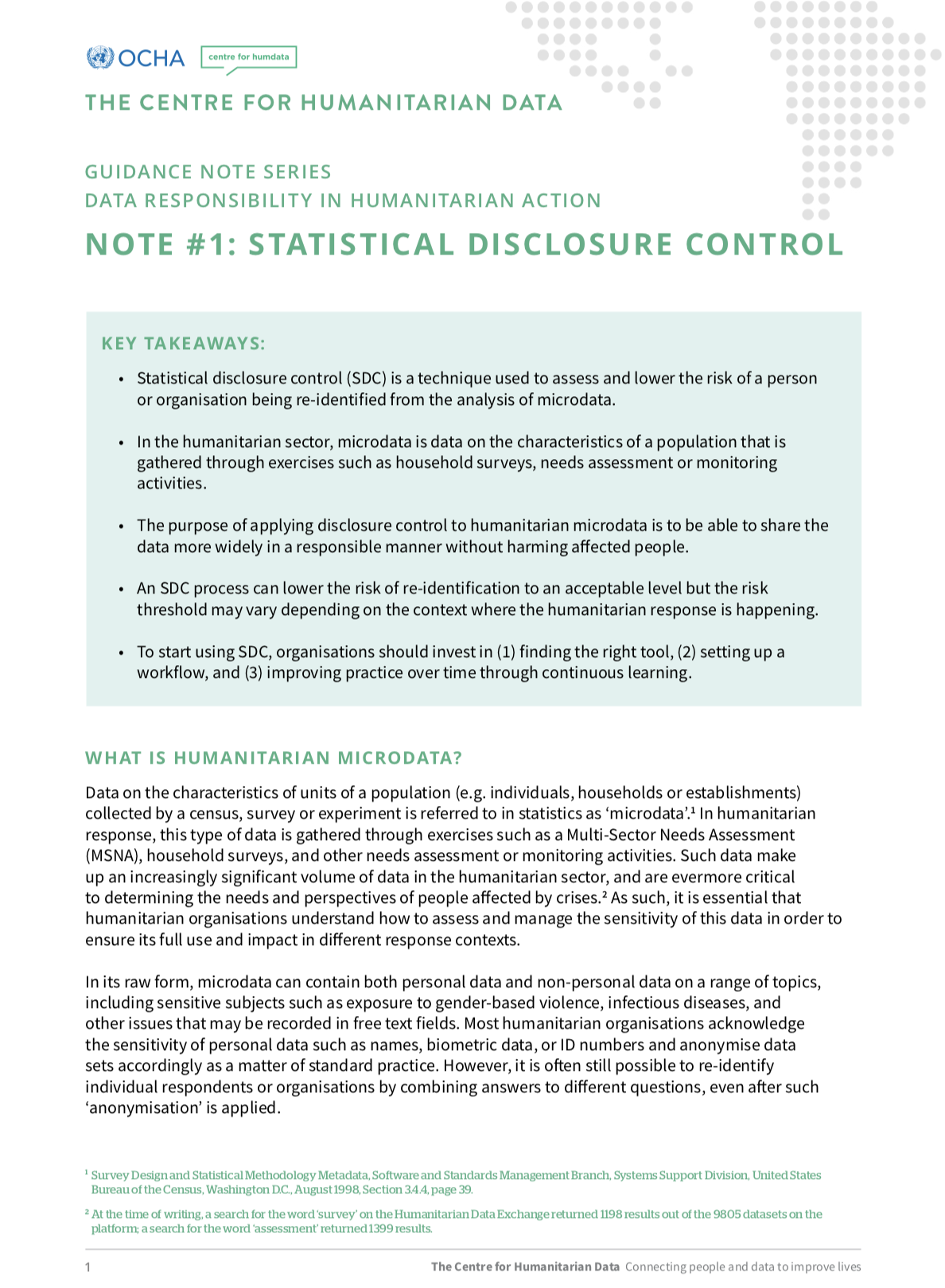 Statistical Disclosure Control – The Centre for Humanitarian Data