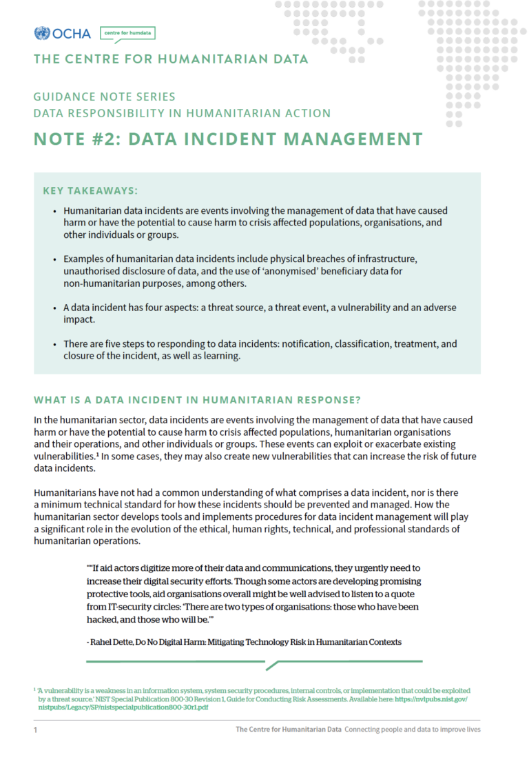 Data Incident Management – The Centre for Humanitarian Data