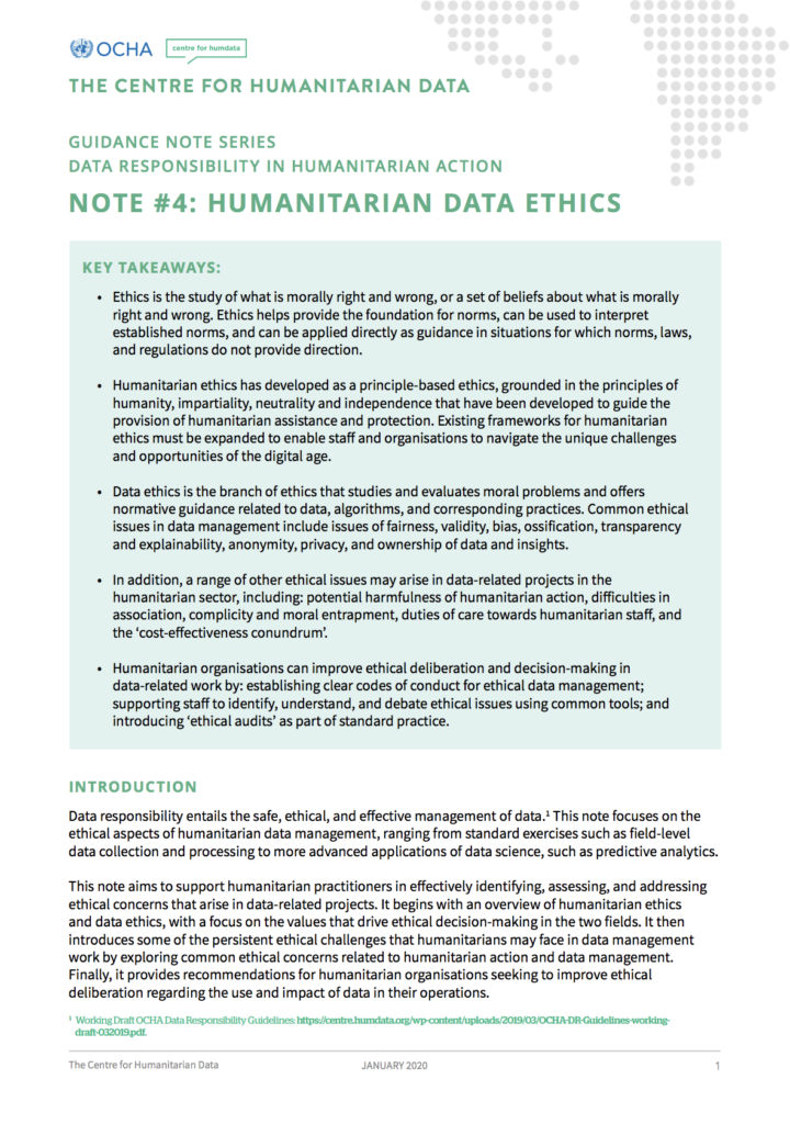 Humanitarian Data Ethics – The Centre for Humanitarian Data