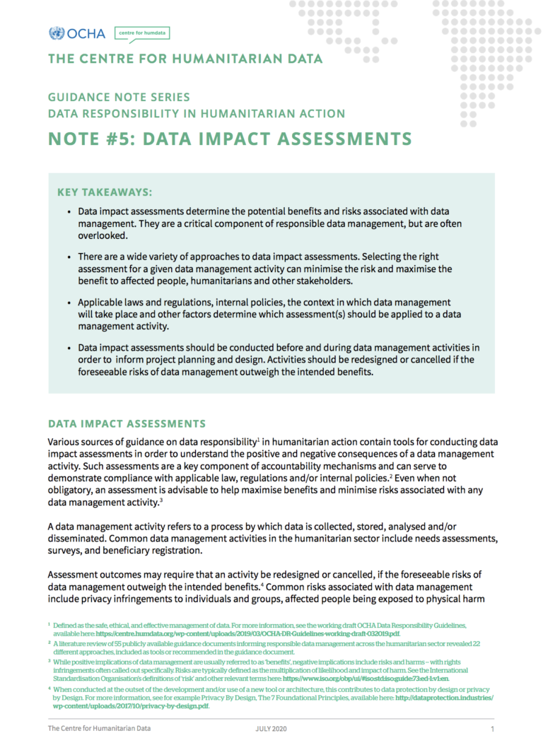 Data Impact Assessments – The Centre for Humanitarian Data
