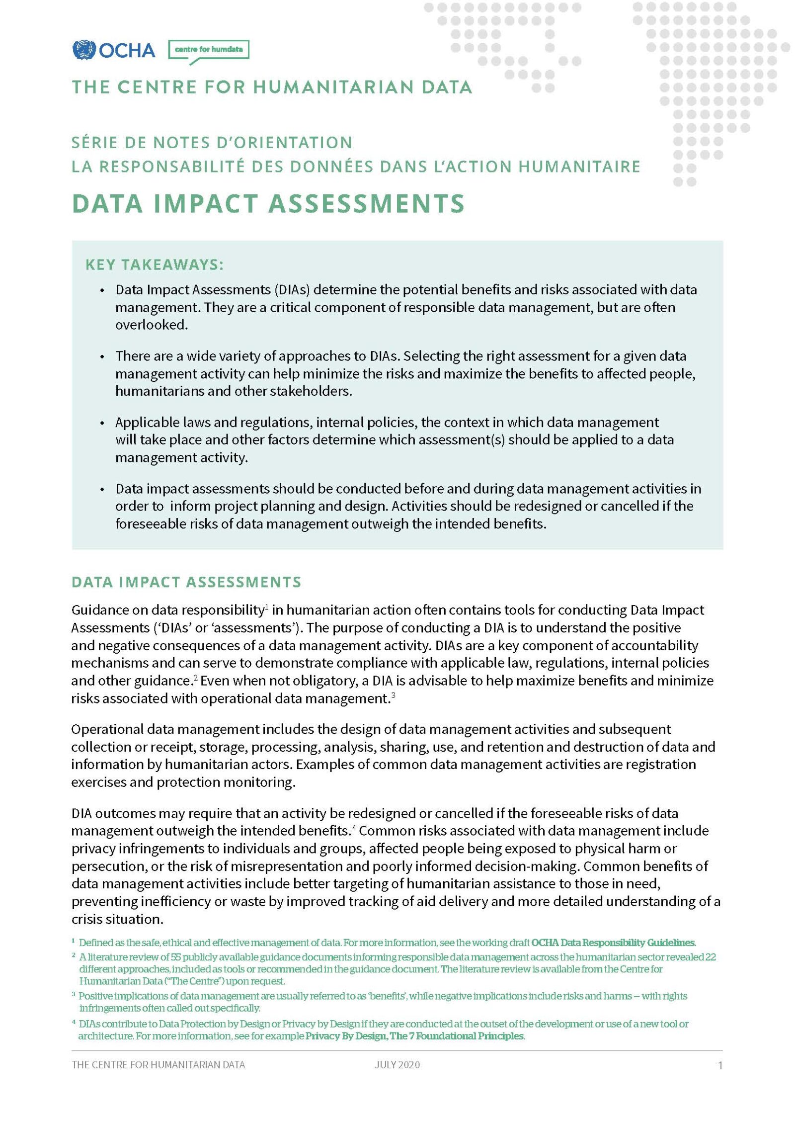 Data Impact Assessments – The Centre for Humanitarian Data